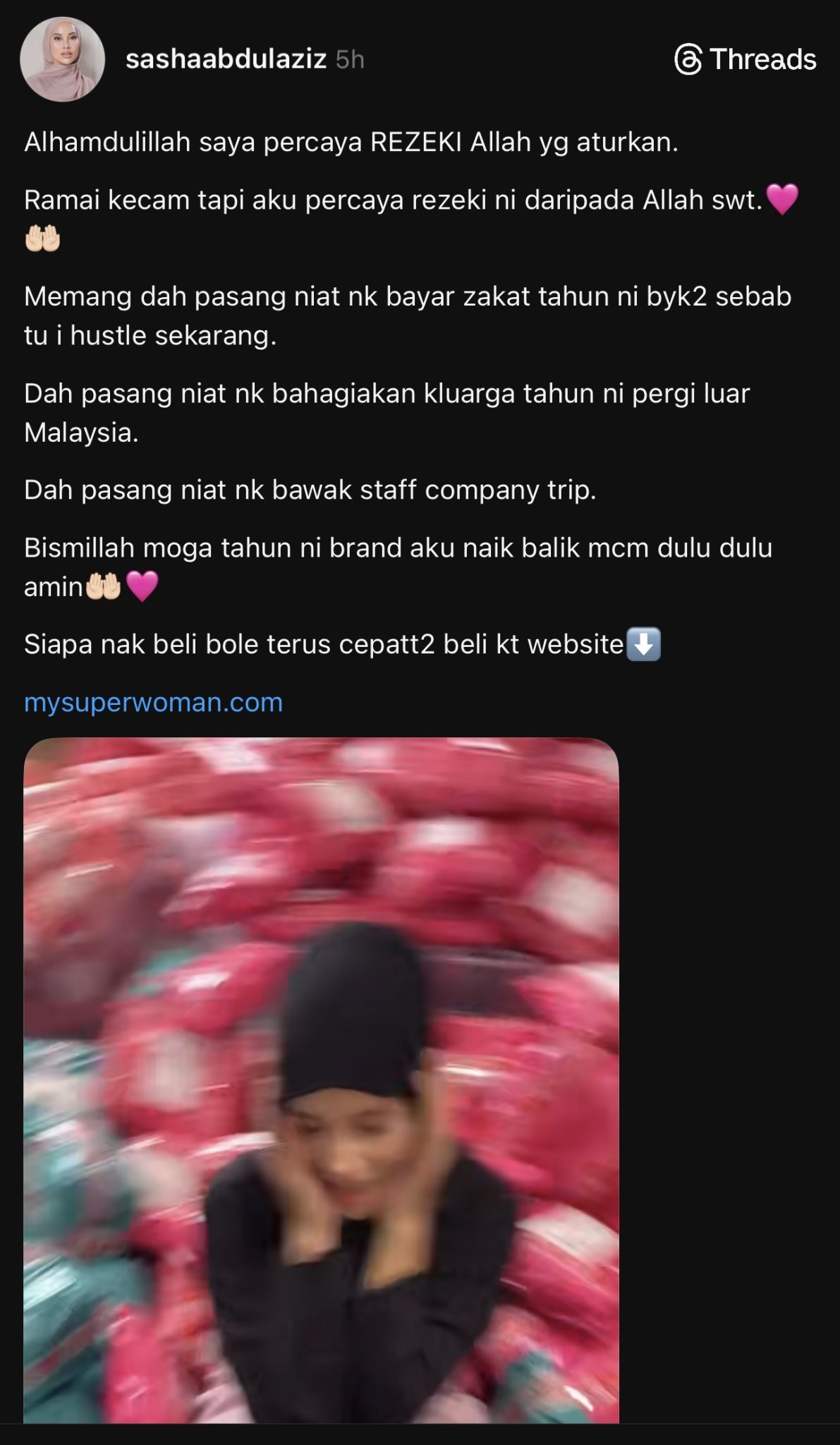 Sasha Abdul Aziz Syukur Rezeki Semakin Bertambah, Pasang Niat Mahu ...